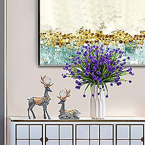 Grunyia Artificial Flowers, 20 Bundles Outdoor Fake Flowers for Decoration UV Resistant Faux Plastic Plants Garden Porch Window Box Décor (Blue)