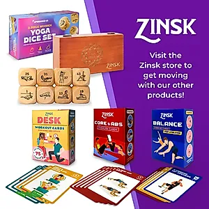 Zinsk 8-pc Wood Yoga Dice Set - Creative Yoga Accessories and Fun Yoga Gifts for Women - Wooden Workout Dice & Fitness Dice to Create Yoga Flows in Seconds - Yoga Stuff for Yogis and Yoga Instructors
