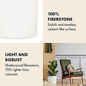 Fox & Fern Planter, Plant Pots Indoor, 12 Inch Planters for Indoor Plants, White Pots for Indoor Plants - Fits Mid Century Plant Stand – Drainage - Fiberstone - Matte White - 12 Inch Indoor Plant Pot