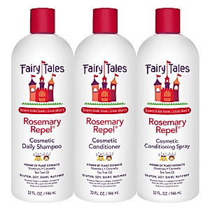 Fairy Tales Rosemary Repel Daily Kids Shampoo, Conditioner & Conditioning Spray Refill Trio– Kids Like the Smell, Lice Do Not