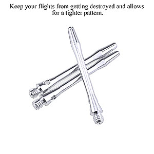 Yadaland Spinster Aluminum Dart Shaft Silver Smooth Spin Flow Accurate Shot Tip Hold Tight Forward Balance Make Room for Another Dart Avoid Bounce and Flight Damage Improve Game 3PCS
