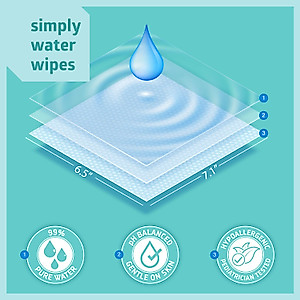 Medline Simply Water Baby Wipes, 99% Water Solution Wipes, 100% Plant-Based Bamboo Fiber Cloth, 60 Count (Pack of 12)