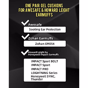 Hocazor G-1001 Replacement Gel Ear Pads Compatible with Awesafe, Howard Leight Earmuffs, Gucho Ear Protection, Zohan EM054 Hearing Protector Silicone Ear Cushions Hygiene Kit