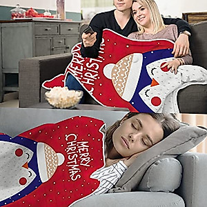 Christmas Blanket, Christmas Decorations Penguin Throw Blanket, 50" X 60"Super Soft Cozy Microfiber Blanket for Sofa, Couch, Bed, Camping, Travel Christmas Decor Weighted Blanket