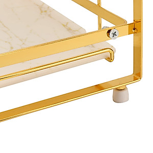 HERCHR Cosmetic Makeup Organizer, 2 Tier Bathroom Countertop Organizer Desktop Gold Metal Countertop Shelf for Cosmetics Storage Display Stand Shelf(Gold)