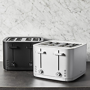 ZWILLING Enfinigy 4 Slice Toaster with Extra Wide 1.5" Slots for Bagels, 7 Toast Settings, Even Toasting, Reheat, Cancel, Defrost, Silver