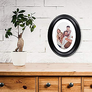 VOSAREA Picture Frame Wood Classic Oval 7 Inch Wall Hanging Decoration with Seamless Nail and S Nail for Decorating Kids Room Black