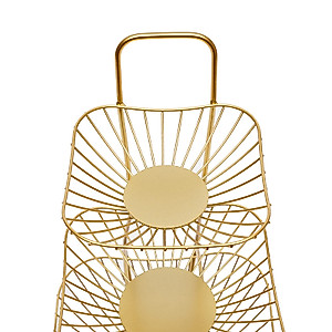 Fruit Rack Fruit Stand Metal Fruit Basket 3 Tier Countertop Fruit Bowl Vegetable Holder Fruit Snack Storage Baskets Fruit Tray (Gold)