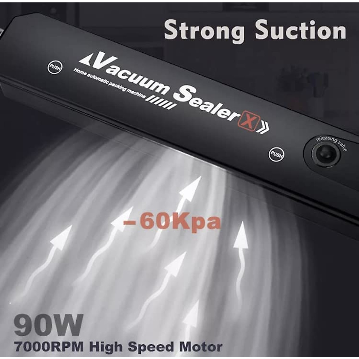 Portable Vacuum Sealer, Automatic Sealer for Food Storage, Easy to Use Compact Food Preservation Sealing Machine for Home & Kitchen