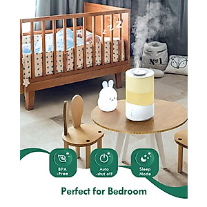 Fresnwel Cool Mist Humidifier, 4L Top Fill 7-Color Night Lights Bedroom Office, 2-in-1 Essential Oil Diffuser Baby Kids Nursery, Humidifier Adjustable Mist Mode, Auto Shut Off, White (NARF_42939)