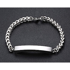 MEALGUET Personalized Customized Stainless Steel Cremation Urn Bracelet ID Bar Chain Bracelet for Ashes Holder Keepsake Locket for Women Men