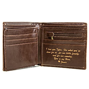 Swanky Badger Personalized Mens Wallet - a Custom Leather Bifold wallet with ID sleeve and coin pocket
