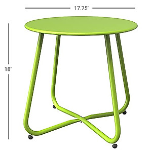 Grand patio Steel Patio Side Table, Weather Resistant Outdoor Round End Table, Lime Green