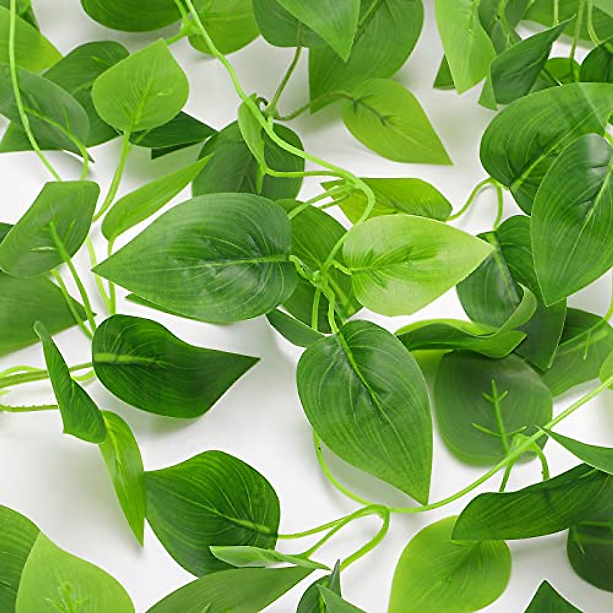 WXBOOM Small Fake, Artificial Potted Plant Faux Ivy Vine Plant Hanging Plant Pothos for Shelf Home Office Indoor Outdoor Garden Greenery Decor 2.84ft (Black Pot)