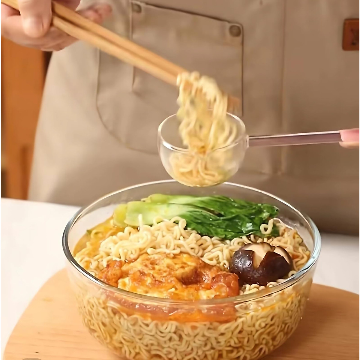 Glass Soup Ladle, Pink, Glass Ladle, Glass Spoon, Soup Ladles for Serving, Ladel, Heat Resistant, Easy Cleaning, Borosilicate Glass Material