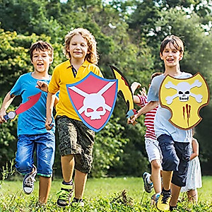 Dual Foam Sword and Shield Combo Playset - Medieval Combat Weapons, Pretend Play Toys Set for Game Boy, 4 PCS Kids Games Toy Sword and Shield, Outdoor Toys for 3 Year Old Boys