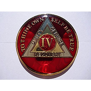 4 Year - AA Chip Proof-like Bronze with Tri-Plate - Gold, Nickel, and Red Enamel - 1 3/8" [Traditional Coin Size]