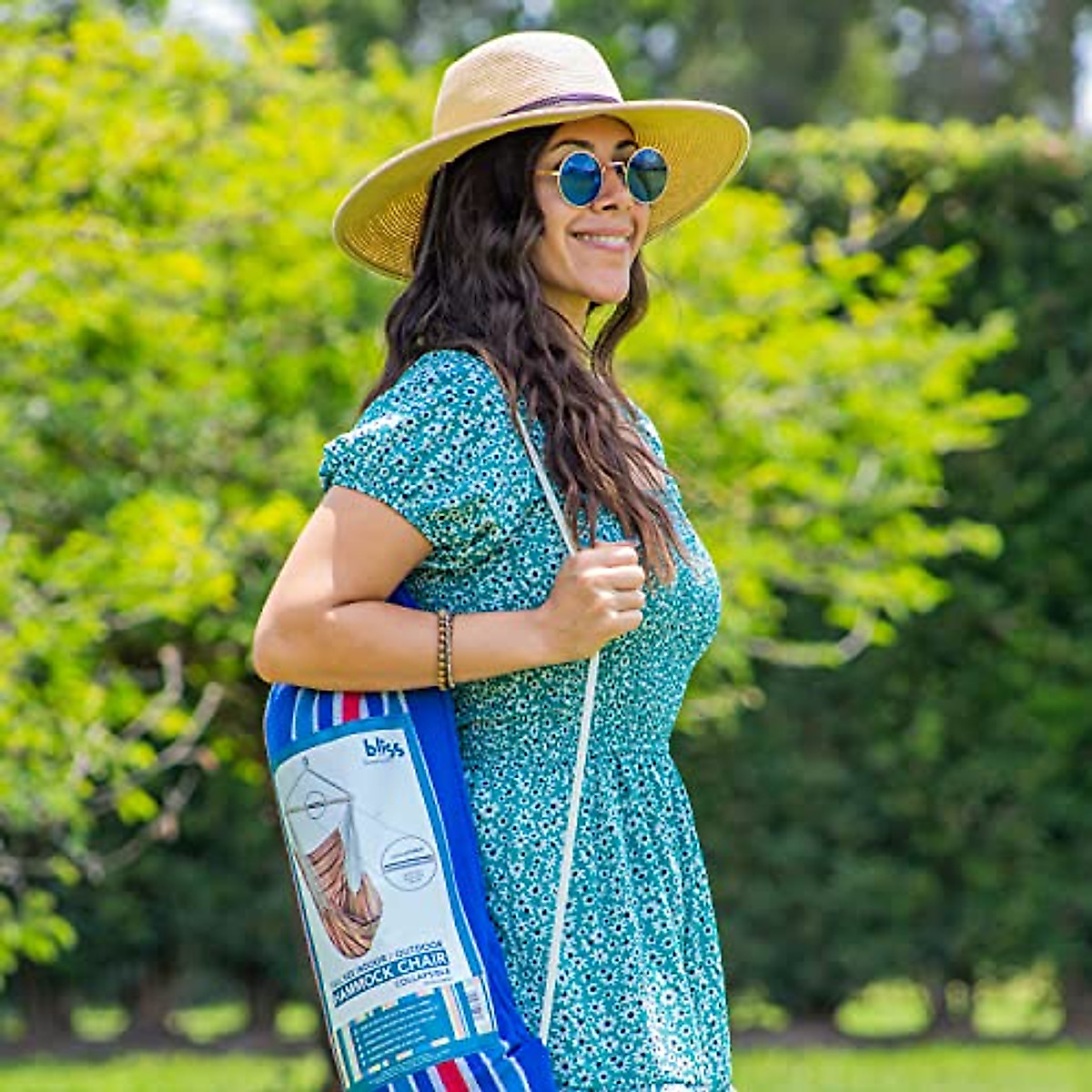 Bliss Hammocks WM-412F_2 Polyester Multi Color Hammock Chair with Collapsible Push-Pin Spreader Bar, Patriotic Stripe