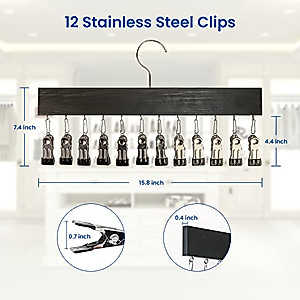 PULNCD Legging Organizer for Closet 2pcs Pants Hangers Skirt Hanger with 12 Clip Holds 24 Leggings/Pants/Jeans with 360°Roatable Hook Closet Space Saver Pants Organizer (Black-2pcs)