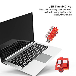 Kafuty-1 Cute USB Flash Drive, Novelty Cartoon Fire Truck Thumb Drive, Pendrive Memory Thumb Stick, Gifts for School Students Kids Children Teacher Collegue Employees(16GB)