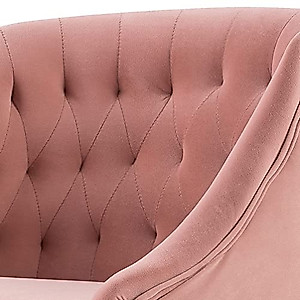ANOUR Modern Home Office Chair, Velvet Swivel Armchair, Velvet Office Chair with Soft Seat, Adjustable Task Chair Computer Desk Chair for Living Room Bedroom Study Pink