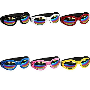 Houchu Dog UV Protection Sunglasses Waterproof Windproof Eye Protection Pet Sunglasses Folding Cool Dog Cat Glasses Pet Supplies(Yellow)