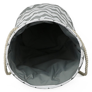 Laundry Basket, Grey Chevron - Collapsible Bin for Toys - Bedroom Organizer - Foldable Bin with Large Capacity. Adult and Kids Kid’s Room Décor