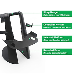 NexiGo VR Stand with Controller Holder for Oculus Quest, VR Headset Display and Controller Mount Station for Oculus Quest 1/2, Oculus Rift S, Oculus Rift, Black