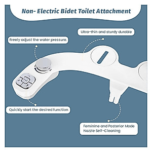 Bathroom Bidet Toilet Fit for Seat Attachment Toilet Bidet Sprayer Ultra-Thin 3 Funtions Ass Bidet Shower Hygienic Wash Bathroom Shower Head (Color : Chrome, Size : 1)