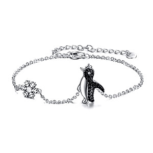 YAFEINI Penguin Bracelet 925 Sterling Silver Penguin Snowflake Bracelet Penguin Jewelry for Women Penguin Lover Gifts