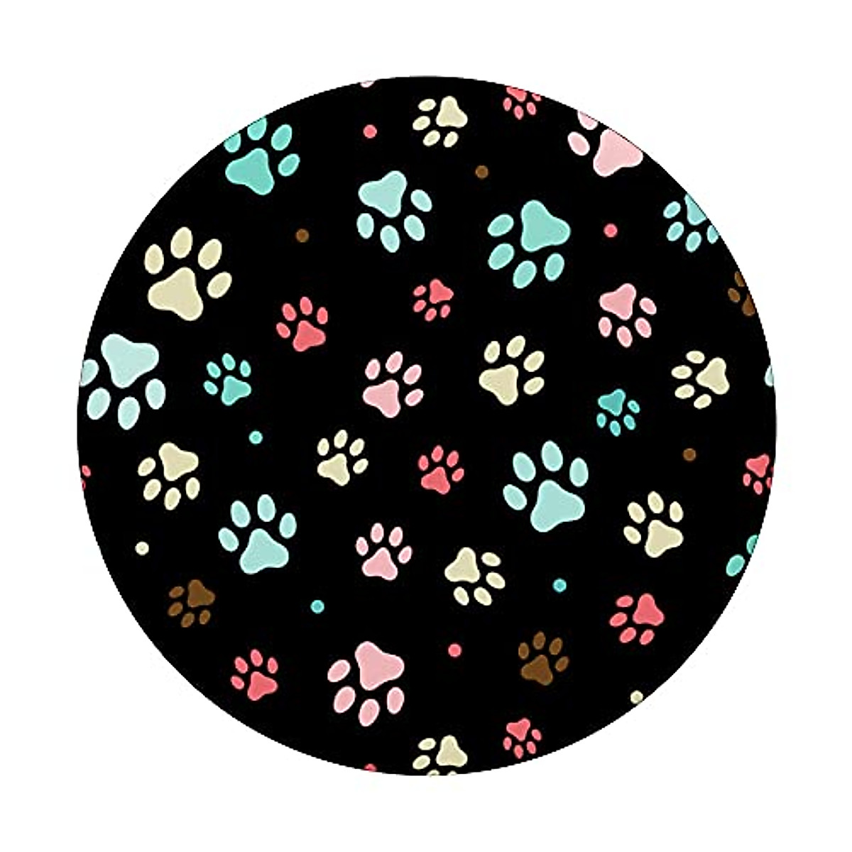 Cute Colorful Paw Print Pattern On Black Background PopSockets Swappable PopGrip
