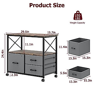 Alkmaar Lateral Rolling Filing Cabinet with 3 Drawer, Rustic Grey