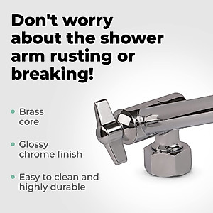 11'' Shower Head Extension Arm by LOKBY - Anti-Leakage Shower Extension Arm - Adjustable Shower Arm Fits Any Rain or Handheld Shower Heads - Shower Head Extension Pipe - Rust Proof Materials - Nickel