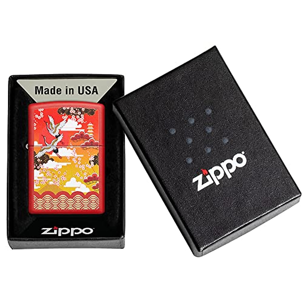 Zippo Kimono Design Red Matte Pocket Lighter