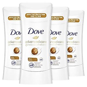 Dove Antiperspirant Deodorant Stick for 48 Hour Protection And Soft And Comfortable Underarms, Shea Butter, Deodorant for Women, 4 Count, 2.6 Ounce