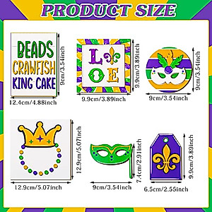 6 Pieces Wood Mardi Gras Decorations Mardi Gras Tiered Tray Decor Mardi Gras Home Decor Mardi Gras Home Decor Table Wooden Sign Carnival Table Sign for Masquerade Party Holiday Kitchen Centerpiece