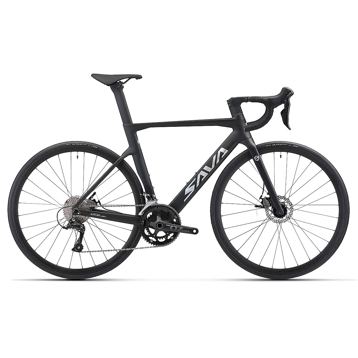 SAVADECK Carbon Disc Road Bike, Integrated Design Racing Bicycle Carbon Frame Carbon Fork with Shimano SORA R3000 Derailleur System 18 Speed Disc Brake Road Bike for Men or Women.(Black 54cm)