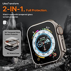 BOBOCAWA Apple Watch Ultra Look Case - 44mm Apple Watch SE Case Series 6 Case with Tempered Glass Screen Protector | Apple Watch Ultra Style Case for SE, 6, 5, 4 (44mm)