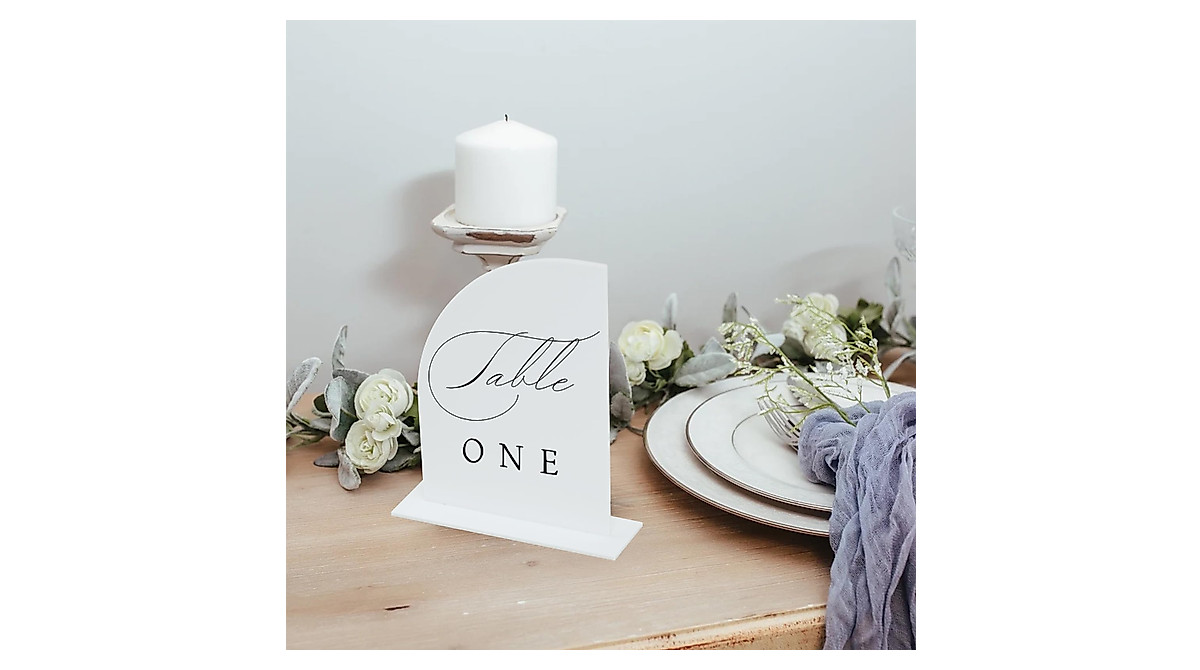 JINMURY 10 Pack White Acrylic Half Arch Signs for Weddings