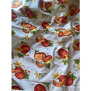 Keily & Megan Inc, 60" Wide Pumpkin Printed on White Poly Cotton Fabric by The Yard (Pumpkin 3 Yards)