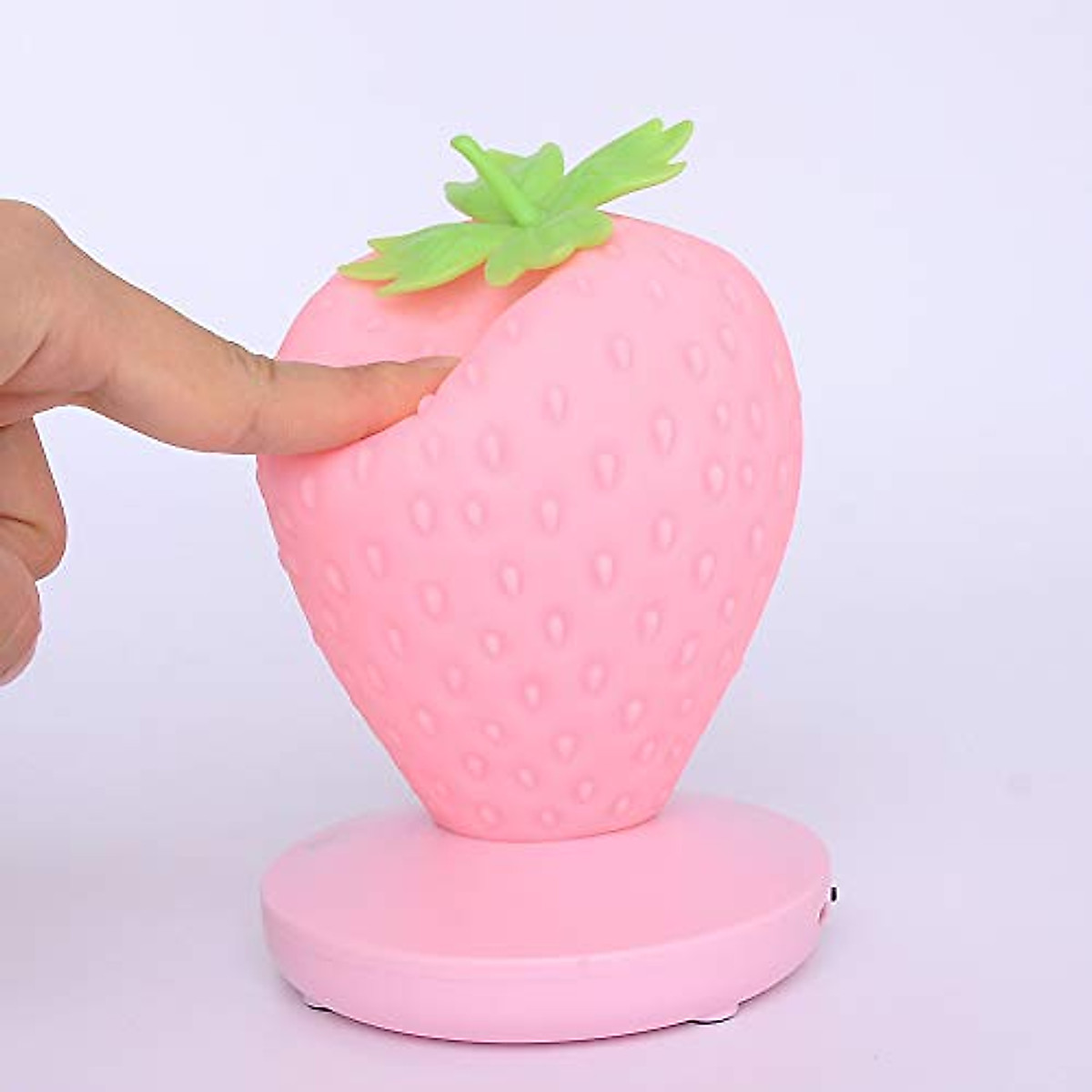 EMVANV Strawberry Night Light, Cute Silicone Strawberry Bedroom LED Touch Control Dimmable Night Light Bedside Color Changing Lamp for Kids Children