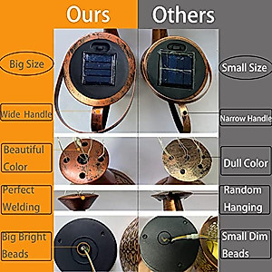 Merrytech Solar Lanterns Outdoor Waterproof,Metal Watering Can Sun Garden Decor,Hanging Solar Lights Yard Art,Outside Patio Decorations Gardening Birthday Gifts for Mom Grandma Women, with Hook, Large