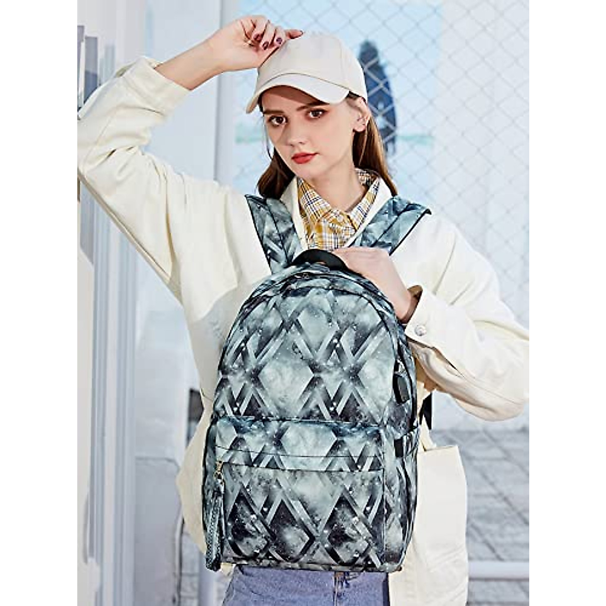 Rcuyyl Teens Bookbag Schoolbag 3pcs Set Backpack 3pcs Set Cute Kawaii Rucksack for School Bag Cute Aesthetic Backpack Travel Rucksack School Bag (Black)