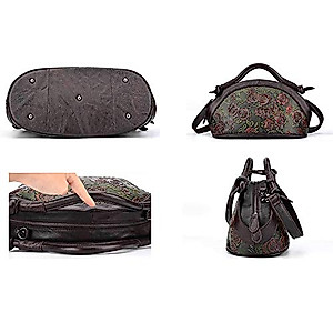 Women Handbag Genuine Leather Satchel Purse Handbag Vintage Top Handle Handbag Work Tote Bag (Green)