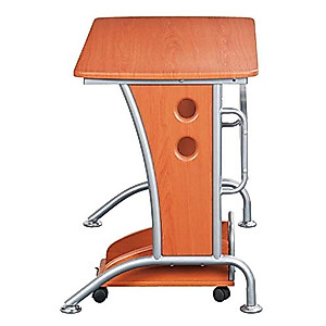 TECHNI MOBILI Modern Computer Desk With Mobile CPU Caddy. Color: Dark Honey