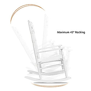 VINGLI 2PCS Wood Rocking Chairs Relaxing Rocker for Deck, Garden, Backyard, Porch, Indoor or Outdoor Use with 350 lbs Weight Capacity, White