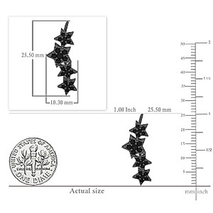 Dazzlingrock Collection 1.00 Carat (ctw) Black Rhodium Plated Round Diamond Ladies Climber Earrings 1 CT, Sterling Silver