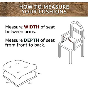 RACLVAY Outdoor Chair Cushions, Outdoor Cushions, Patio Chair Cushions, Indoor Full-Length Ties for Non-Slip Support, Premium Comfortable Thick Fiber, Set of 2 (Brown, 19 x19 Inch)