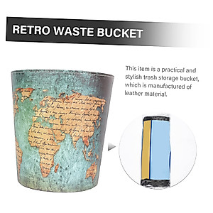 HOOTNEE 1pc Map Trash Can Waste Holder Waste Bin British Style Bucket Uncovered Ash-bin Office Trash Can Waste Paper Basket Retro Waste Bucket Garbage Container Garbage Holder