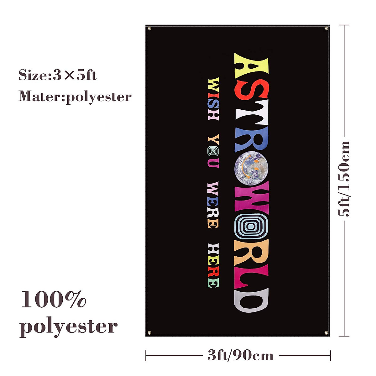 Astroworld Flag Black, 3x5 Feet Flag Banner, Man Cave Wall Flag with Brass Grommets for College Dorm Room Decor,Tailgates,Parties,Gift, Please identify the store name "SSandy" for purchase
